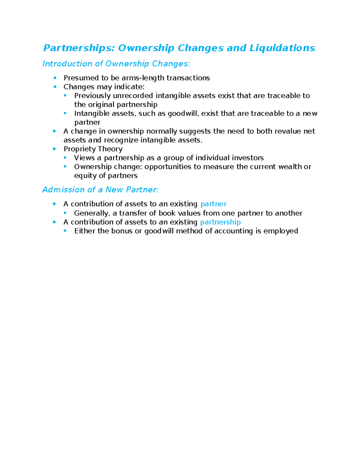 Chapter 14 Notes - Partnerships: Ownership Changes and Liquidations ...