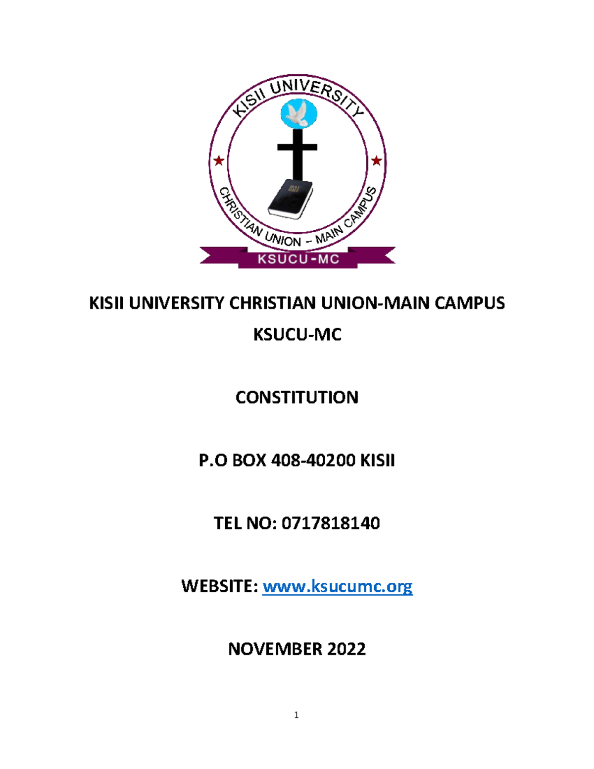 KISII UNIVERSITY CHRISTIAN CAMPUS CONSTITUTION - NOV 2022 - Studocu