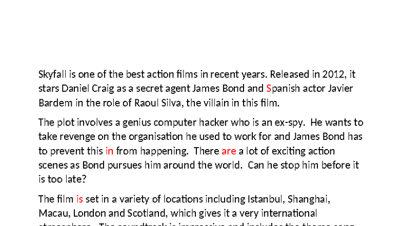 SKYFALL (2012) MOVIE REVIEW: ACTION, PLOT, AND PERFORMANCES - Studocu