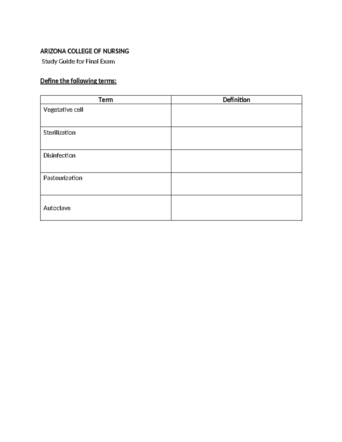 BIO 205 Final Exam Study Guide: Key Terms and Concepts Review - Studocu
