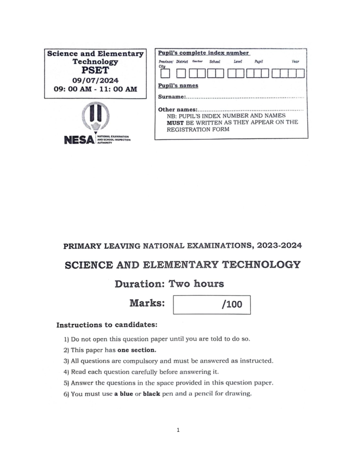 SET Marking Guide 2023-2024: Comprehensive Exam Review - Studocu