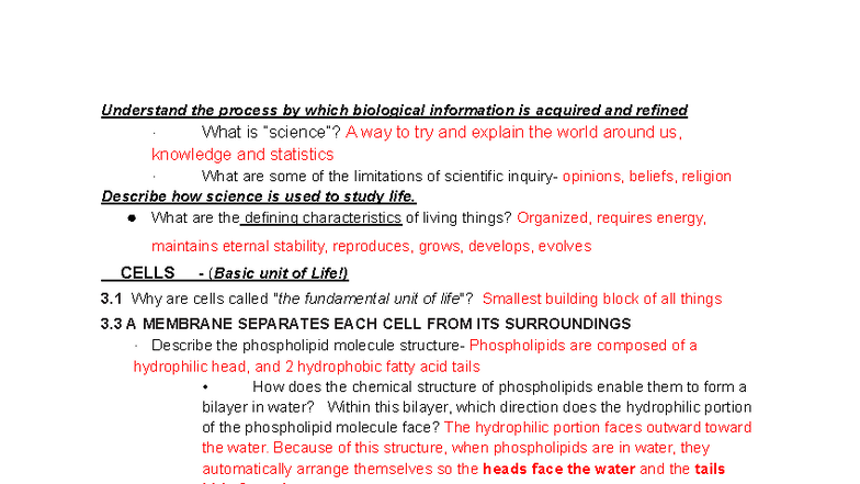 Biology 101: Understanding Life Processes and Cell Functions - Final ...