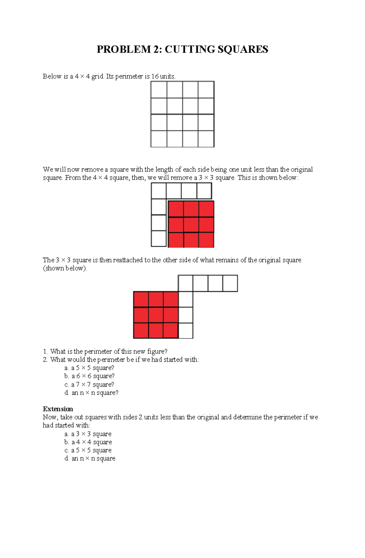 Problem 2 - Practice: Perimeter of Modified Squares - Studocu