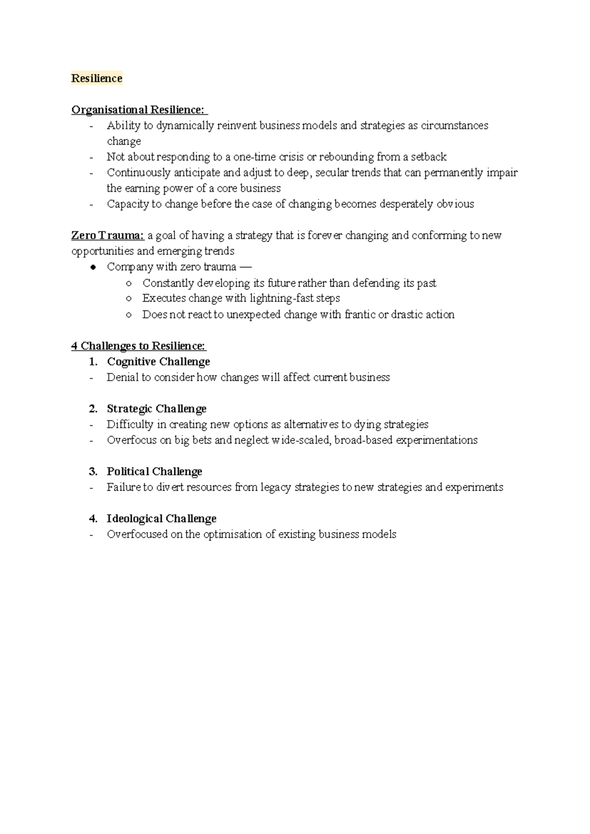Leading and Managing on the Edge: Resilience Strategies (W10) - Studocu