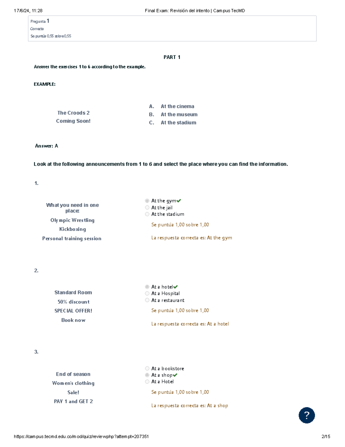 11:28 Final Exam: Revisión del intento Campus TecMD - Ejercicios y ...