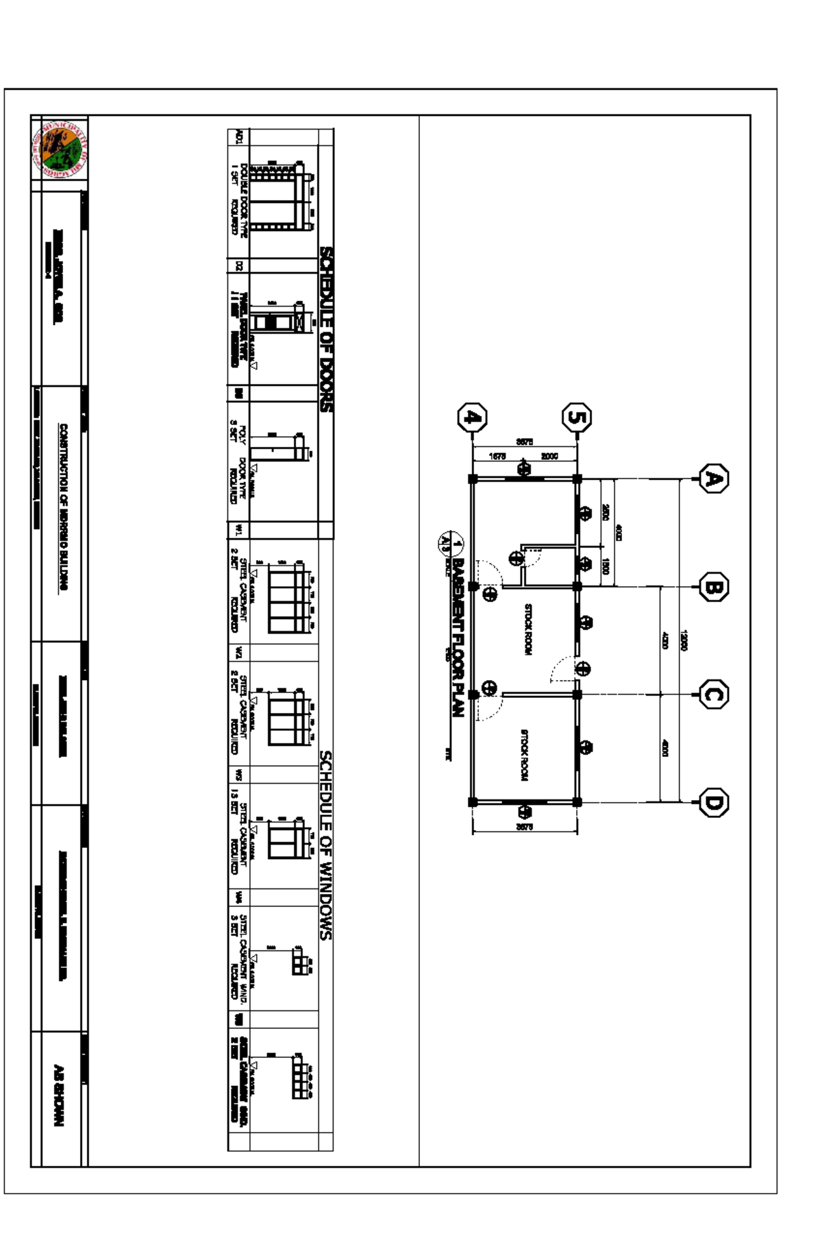 FLOOR PLAN NOTES: MDRRMO Building A3, Scale 1:100, Windows & Doors ...