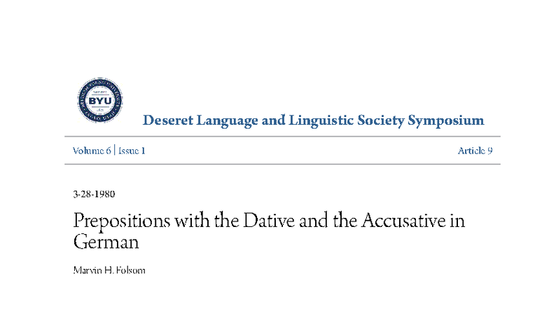 Prepositions with the Dative and Accusative in German (Linguistics 101 ...