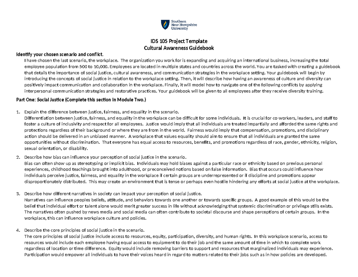 Cultural Awareness Guidebook: IDS 105 Project Module 2 Draft by Lopez ...