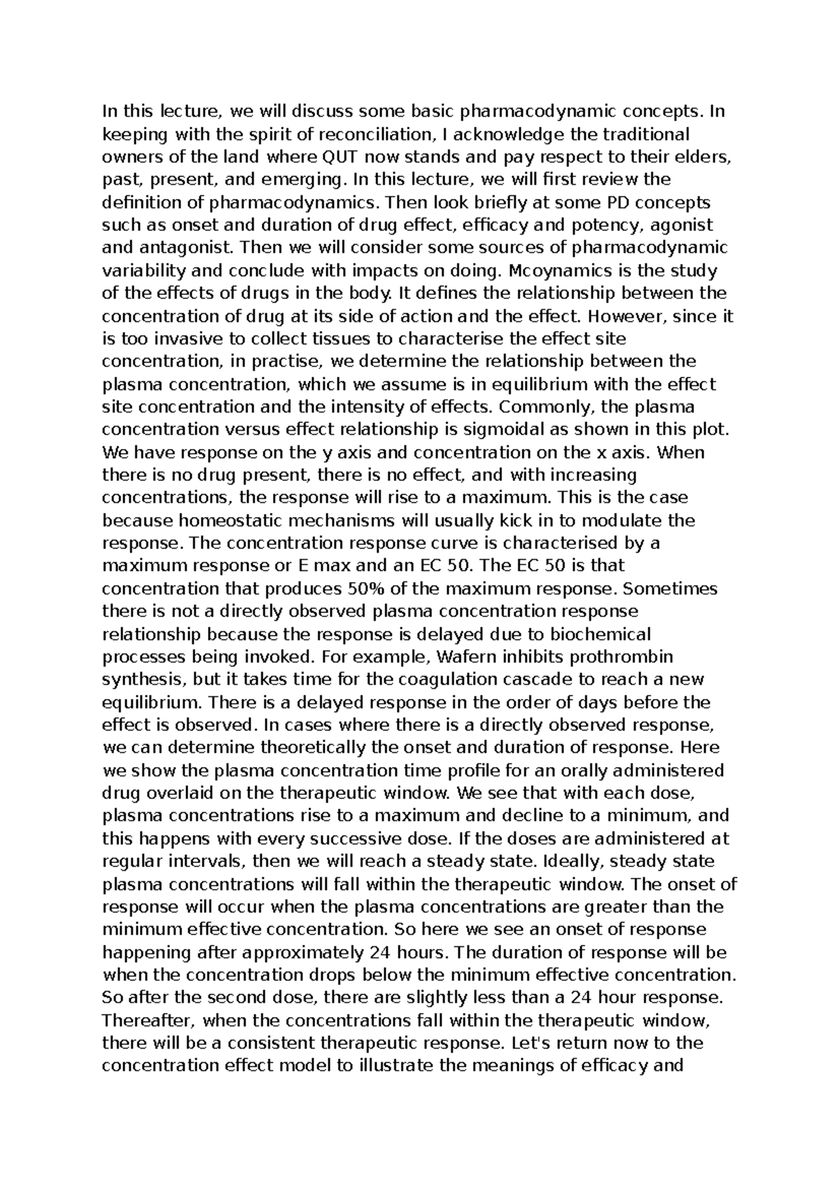 Pharmacodynamics Concepts: Lecture Notes for PHAR 101 - Studocu