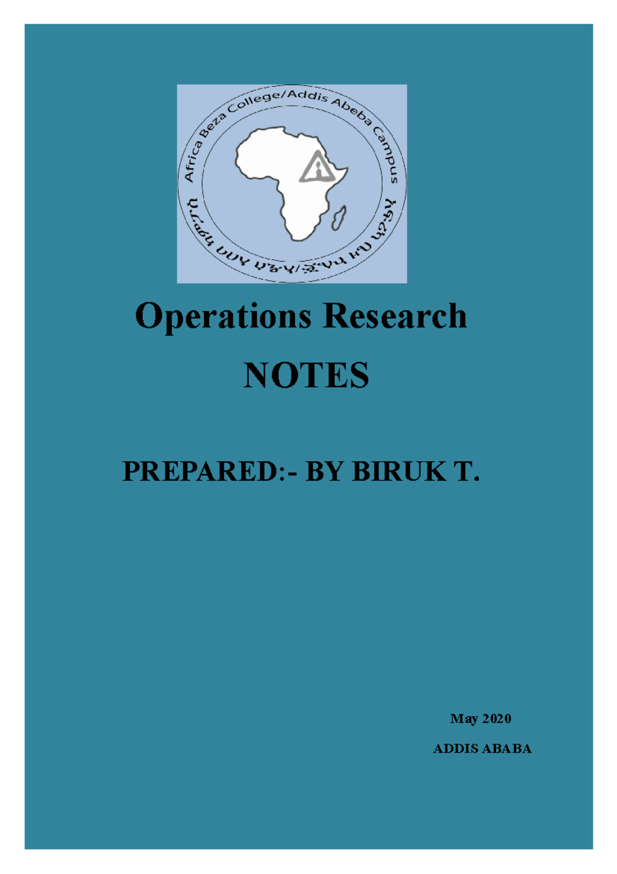 Operations Research chapter one - Operations Research NOTES PREPARED ...