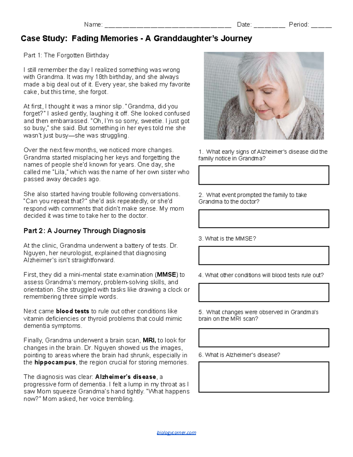 Case Study: Understanding Alzheimer's Journey - Fading Memories - Studocu