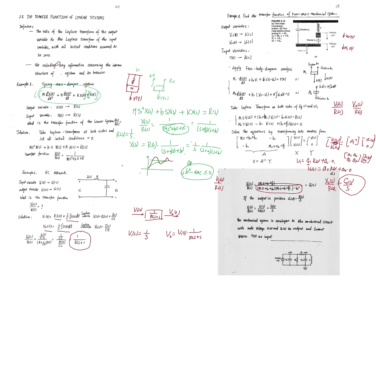 Class Note: Transfer Function of Linear Systems (ENGR 215) - Studocu