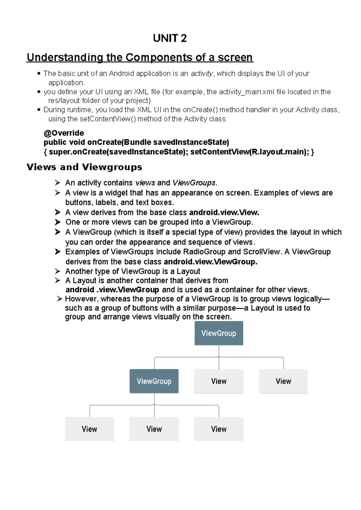 UNIT 2 Mobile App Dev: Understanding Views & Layouts in Android - Studocu