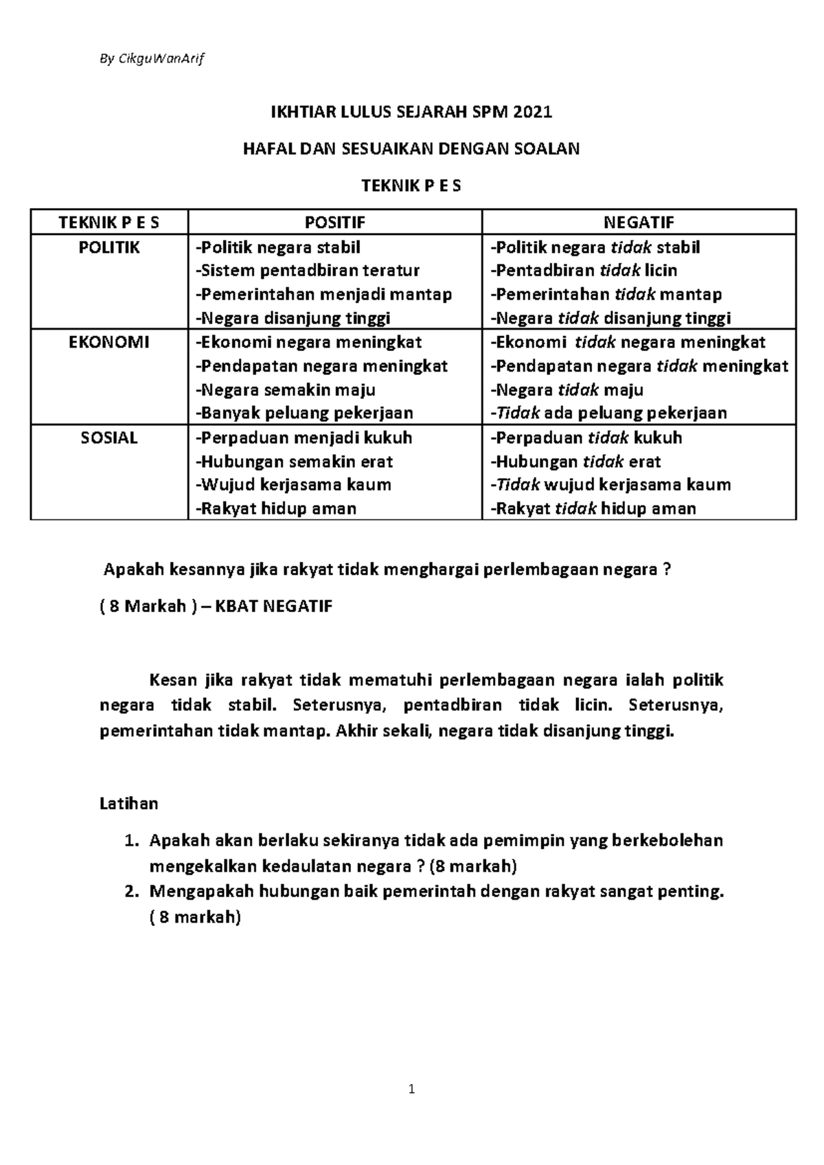 4 Teknik KBAT Sejarah SPM 2021 - IKHTIAR LULUS SEJARAH SPM 2021 HAFAL ...