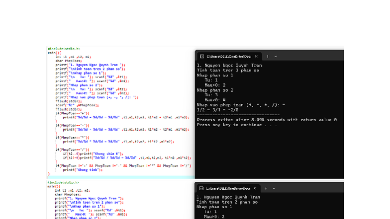 Bai1 - Btap: Tinh Toan Tren 2 Phan So (C Programming) - Studocu
