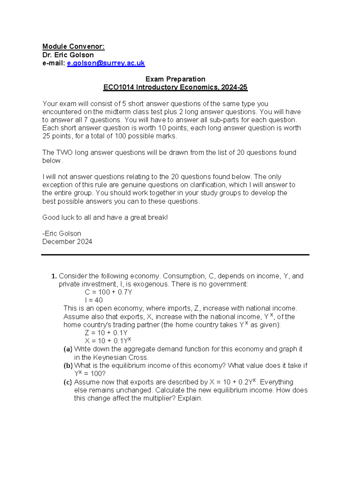 ECO1014 Final Exam Prep Questions 2024-25 Revision - Studocu
