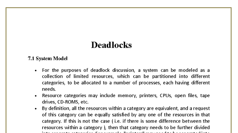 OS R20 - UNIT-4 - Deadlocks and Resource Management - Studocu