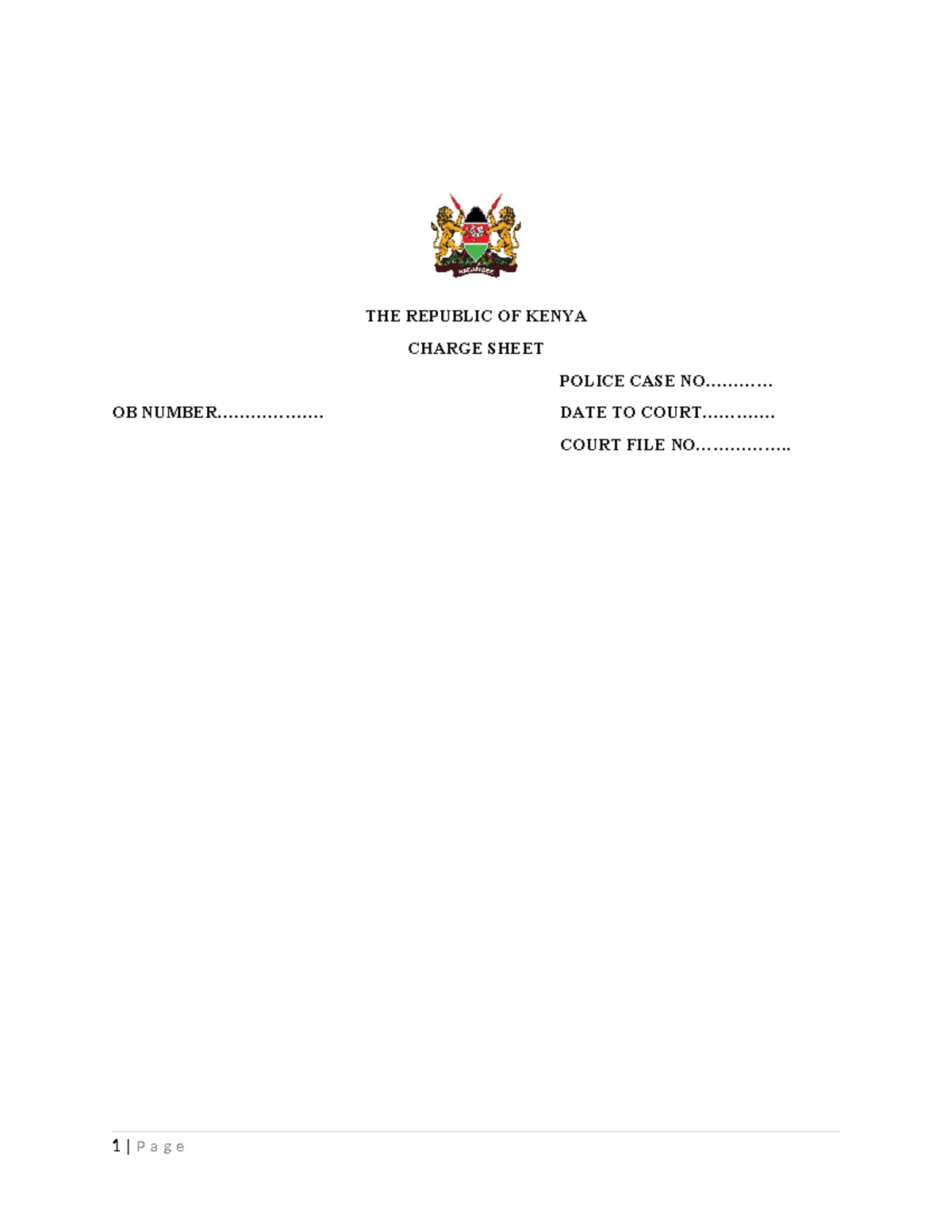 QN 1 Draft Charge Sheet - Burglary & Robbery Case in Kenya - Studocu