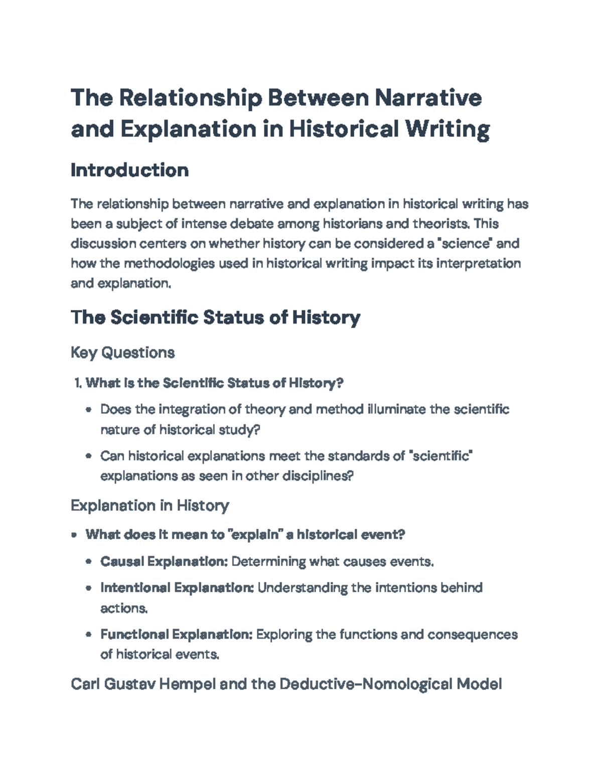 The Role of Narrative and Explanation in Historical Writing Analysis ...