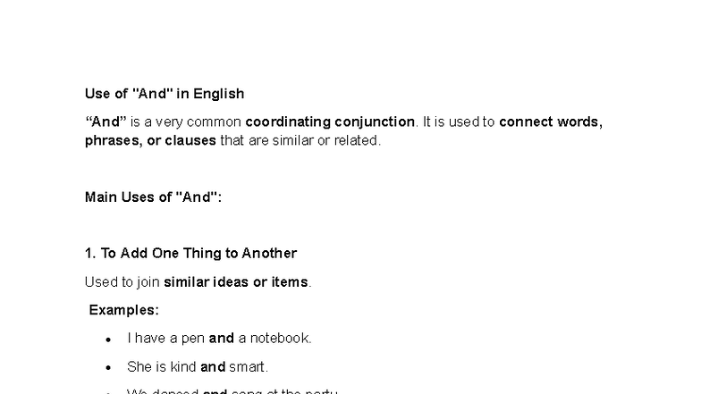 LINK Words - TTYREFJKKLKL: Understanding the Use of 'And' in English ...