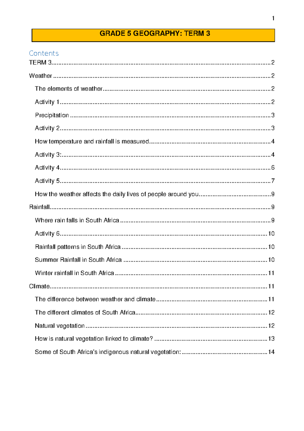 Grd-5-Geog-T3-2018-Weather-Climate-and-Rainfall-Patterns - Studocu