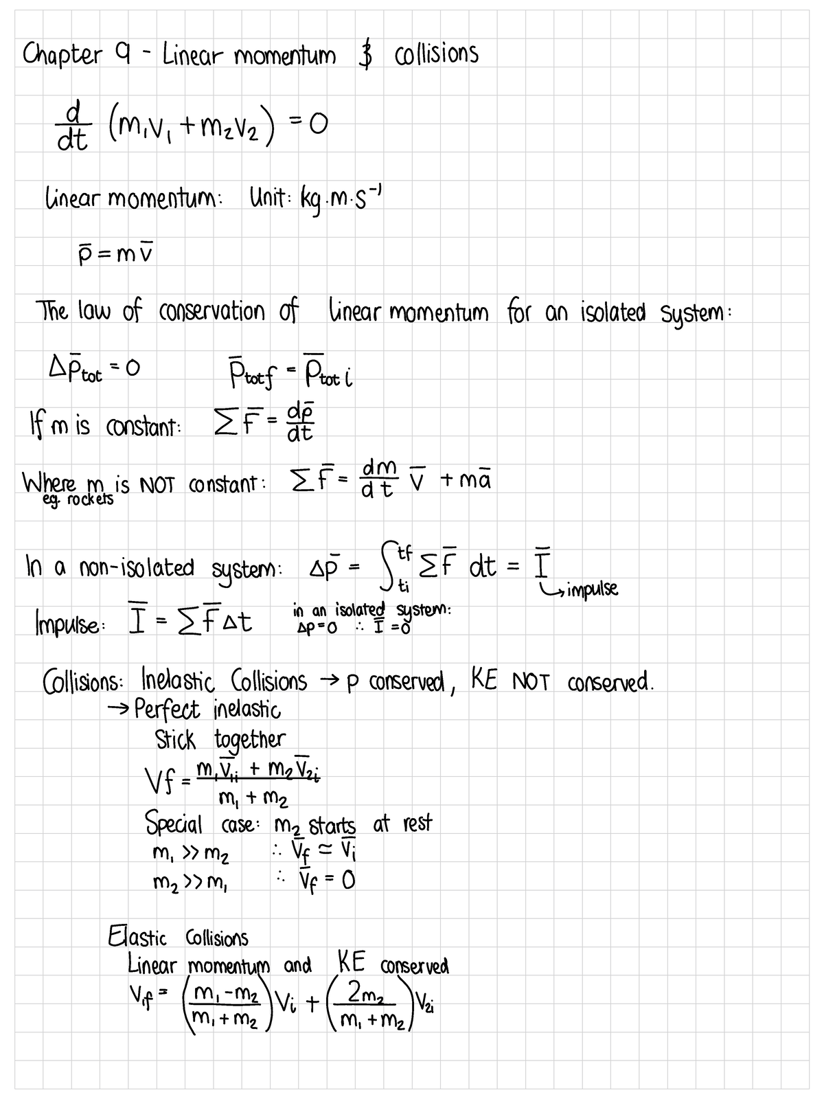 Chapter 9 Summary: Linear Momentum & Collisions in Physics - Studocu