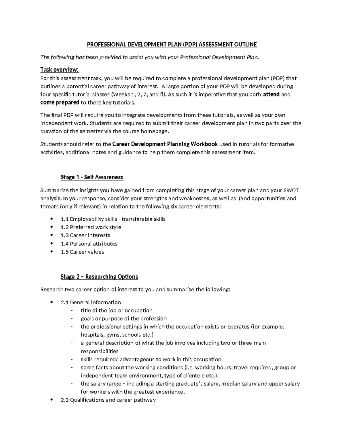 Professional Development Plan Assessment Overview - PROFESSIONAL ...