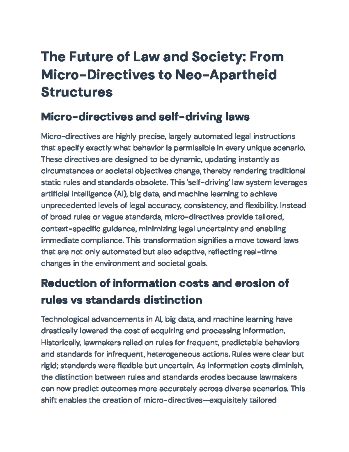 The Future of Law and Society: Micro-Directives and AI Impacts on ...
