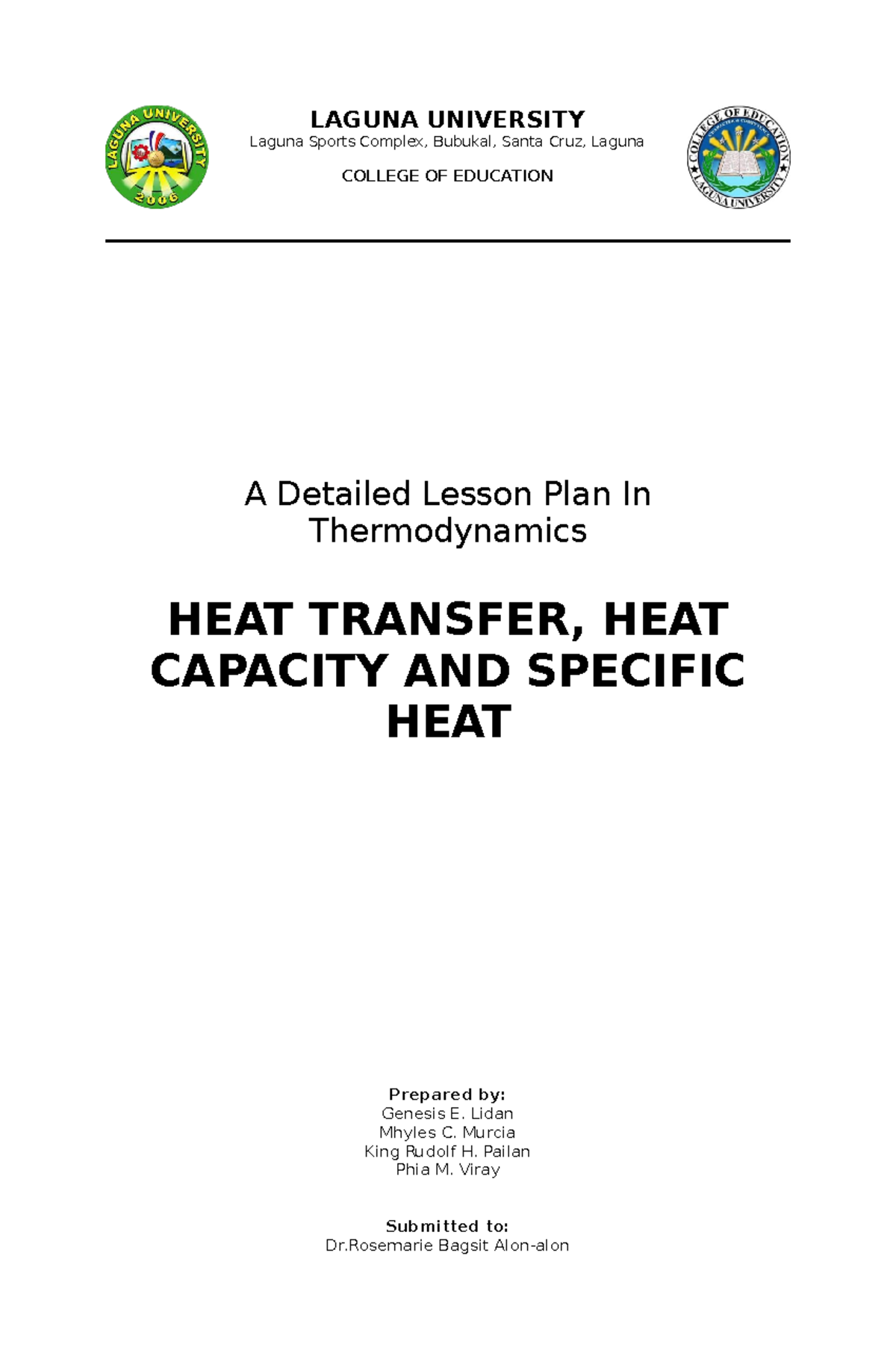 G4 Midterm Detailed Lesson Plan in Thermodynamics: Heat Transfer ...