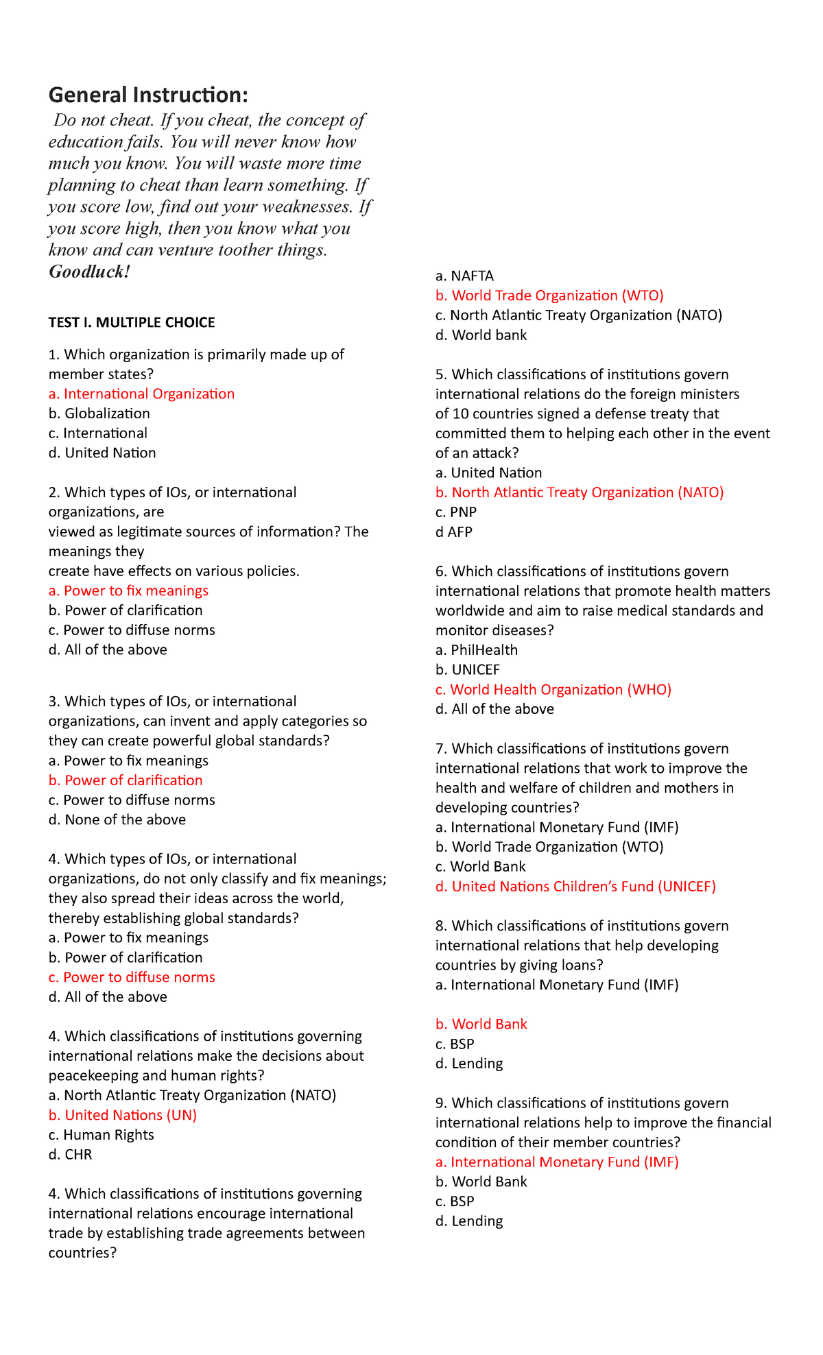 Midterm EXAM with Answer KEY for THE Contemporary World 2nd sem 2022 ...