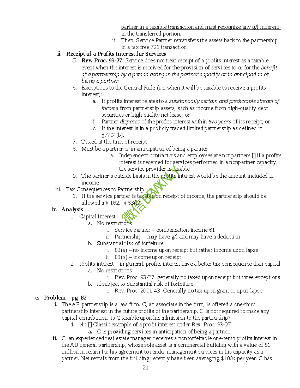 Corporate & Partnership Tax Outline: Understanding Profits Interests ...