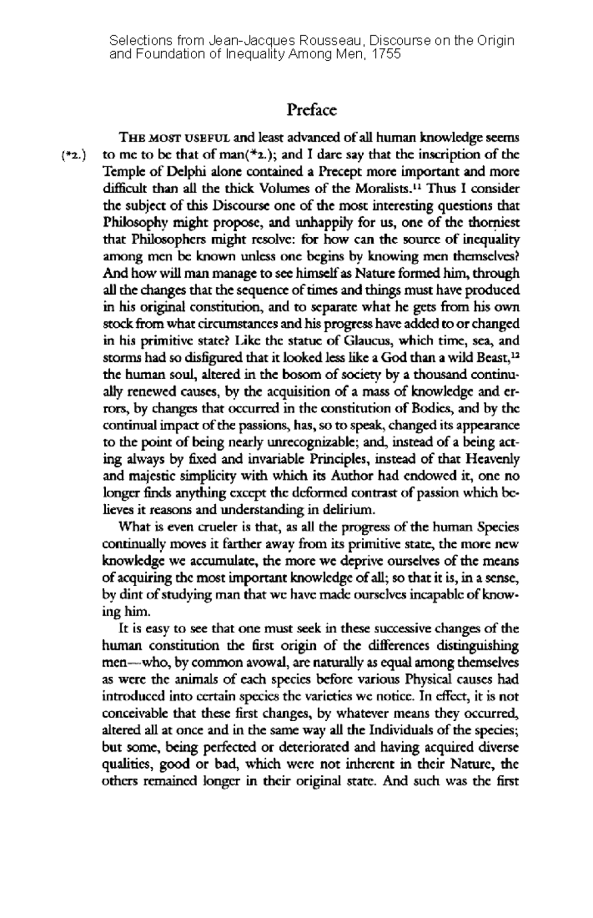 Rousseau's Discourse on the Origin and Foundation of Inequality (1755 ...