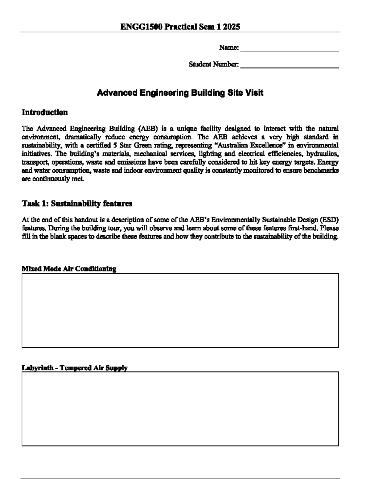 ENGG1500 Practical Sem 1 2025: AEB Site Visit & Energy Analysis ...