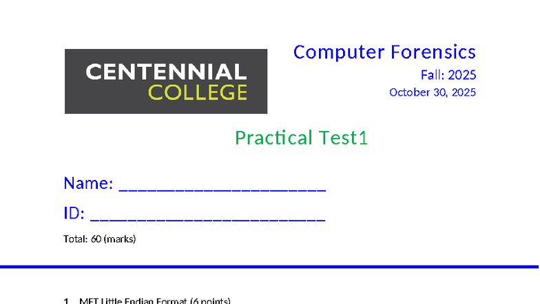 Computer Forensics (CFS 2025) Midterm Practical Test 1 Guide - Studocu