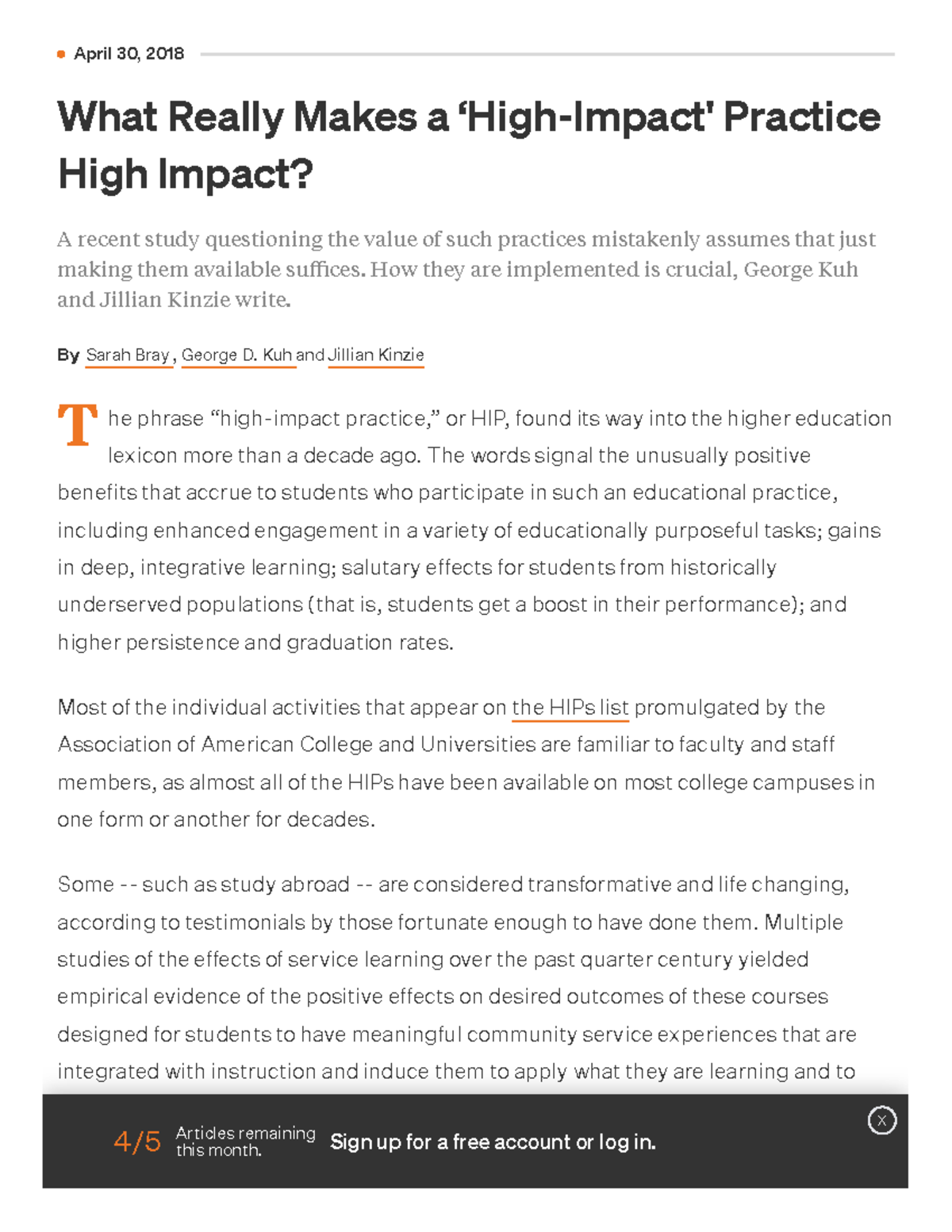 High-Impact Practices: Importance of Implementation in Student Success ...