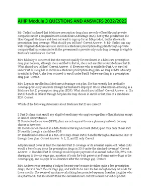 AHIP Module 3 Questions AND Answers 2022-2023 - AHIP Module 3 QUESTIONS AND ANSWERS 2022/ Mr ...