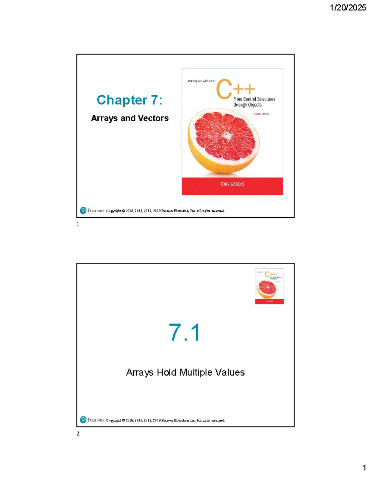 Final Exam Study Guide: C++ Arrays and Functions CS101 - Copyright ...