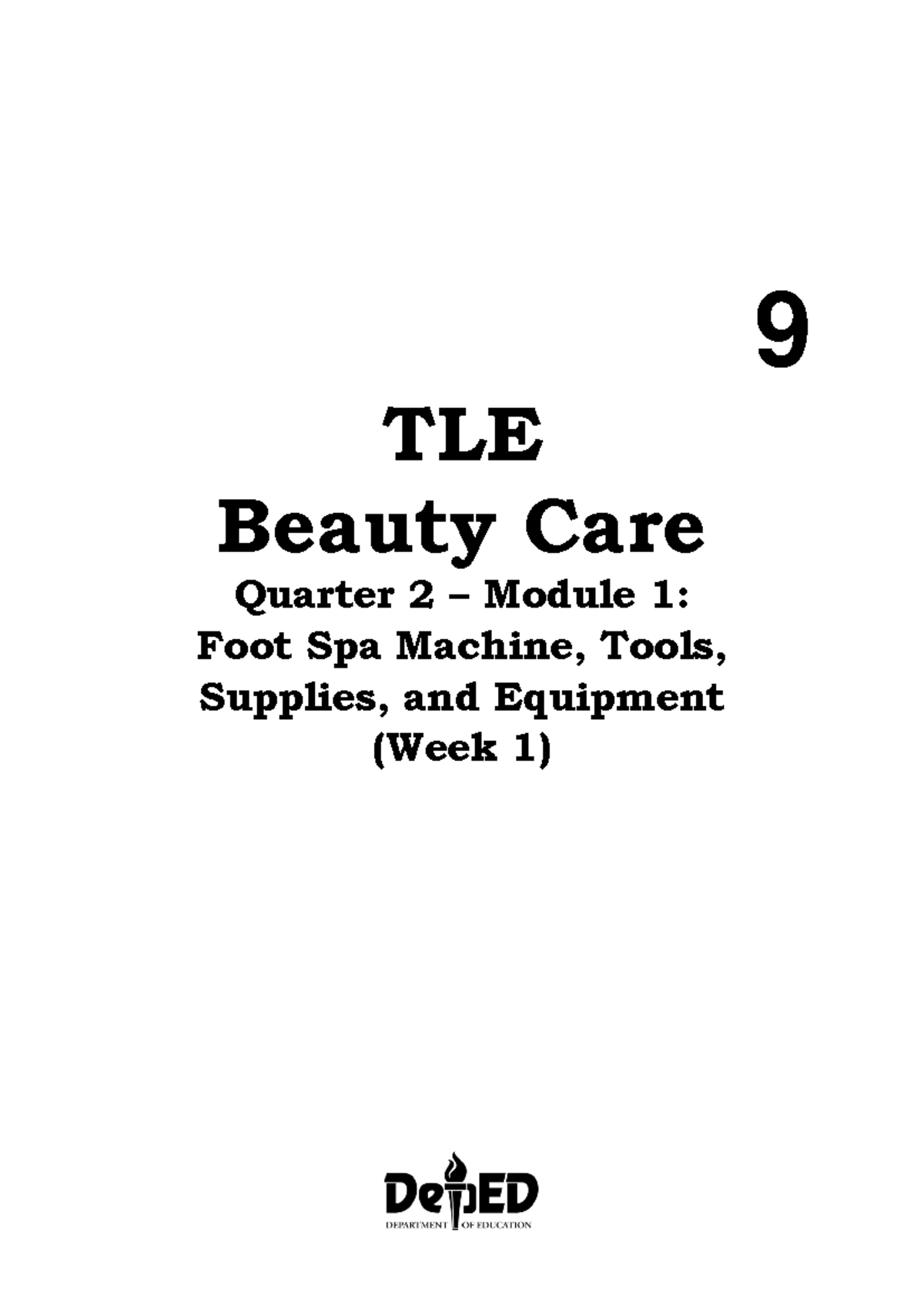 Beauty Care 9 TLE Q2 Module 1: Foot Spa Tools & Equipment - Studocu