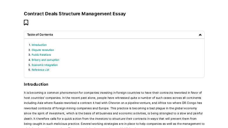 Contract Deals Structure Management Essay: Strategies & Challenges ...