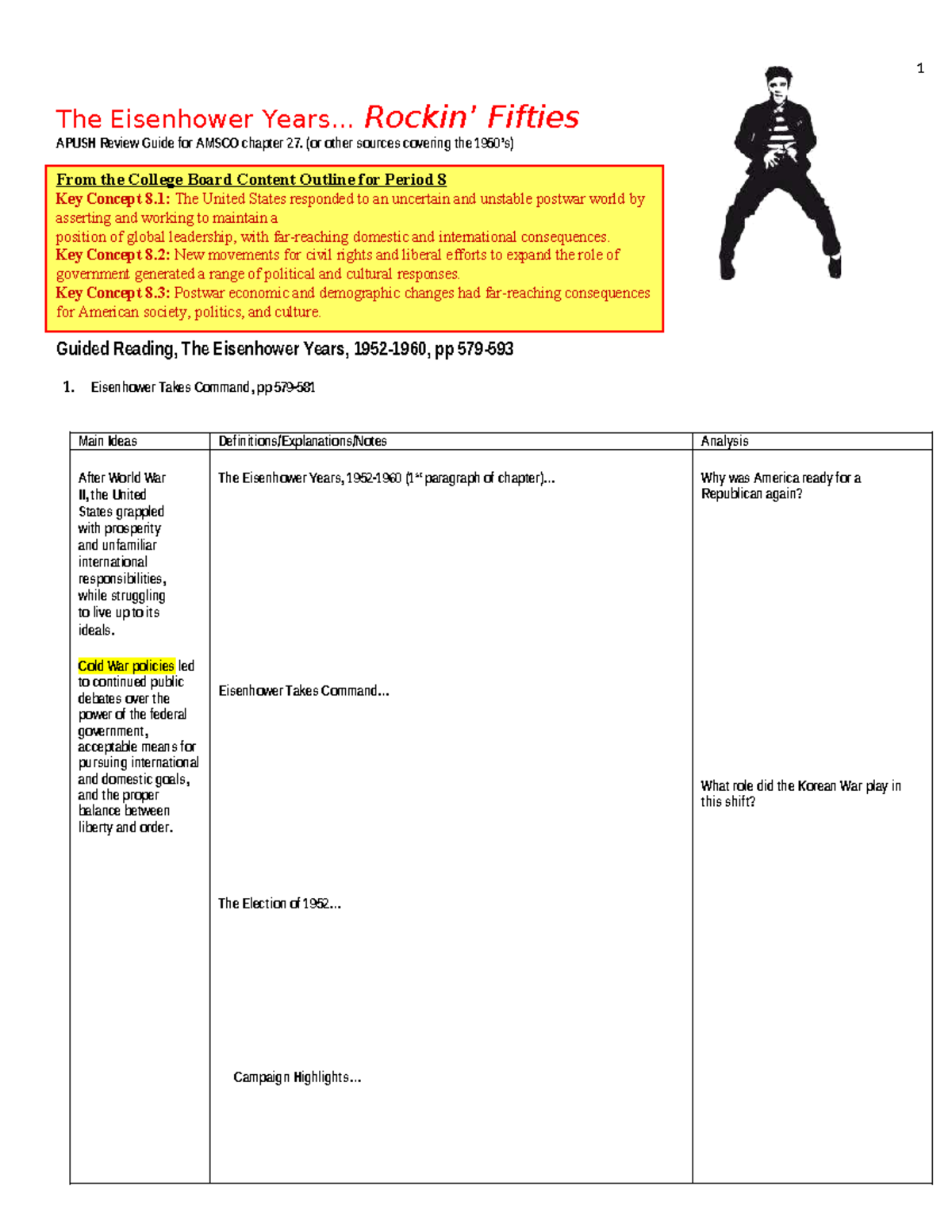 APUSH review guide for AMSCO chapter 27: The Eisenhower years - Studocu