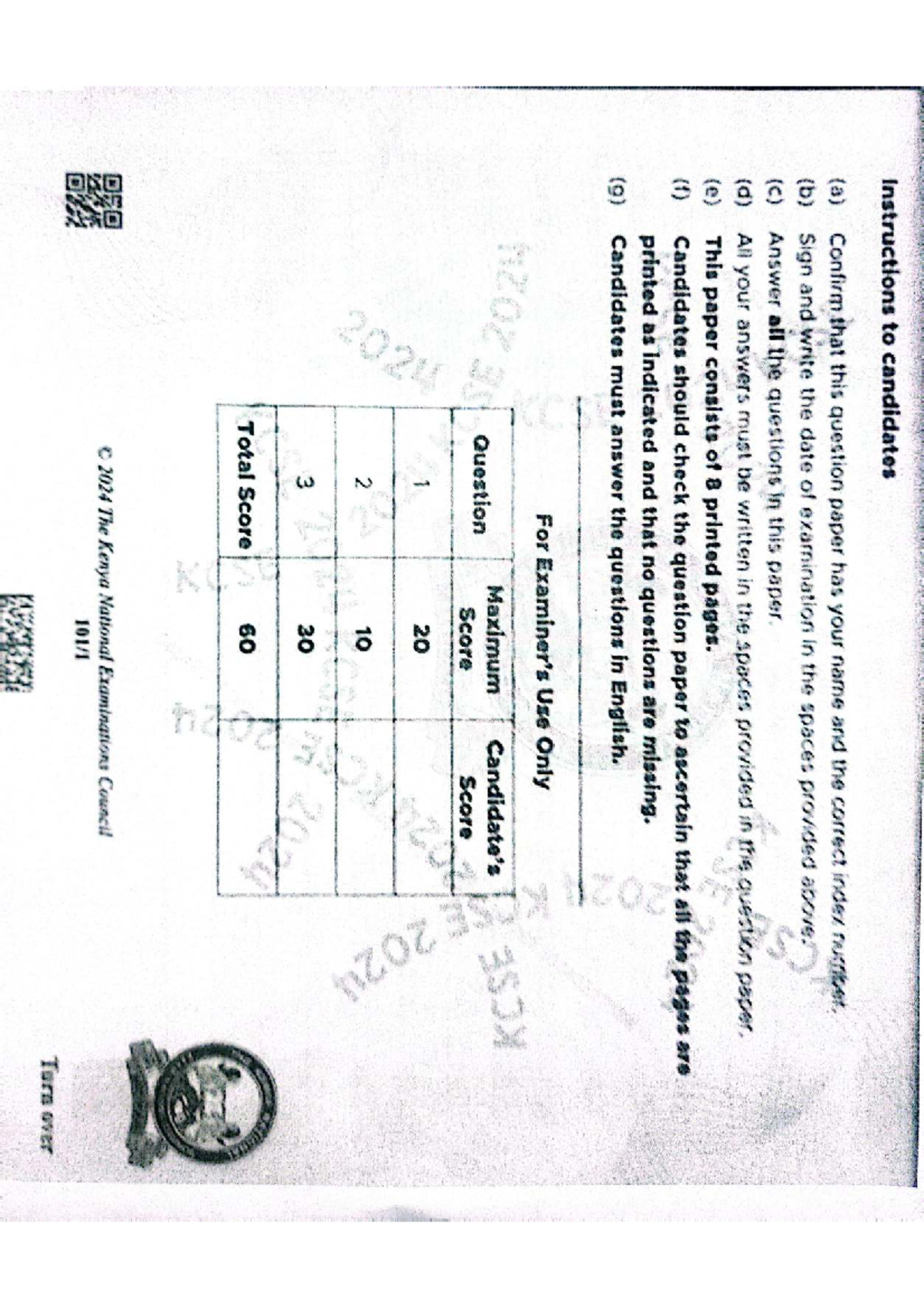 2024 KCSE English Paper 1, 2 & 3 Question Samples - Studocu