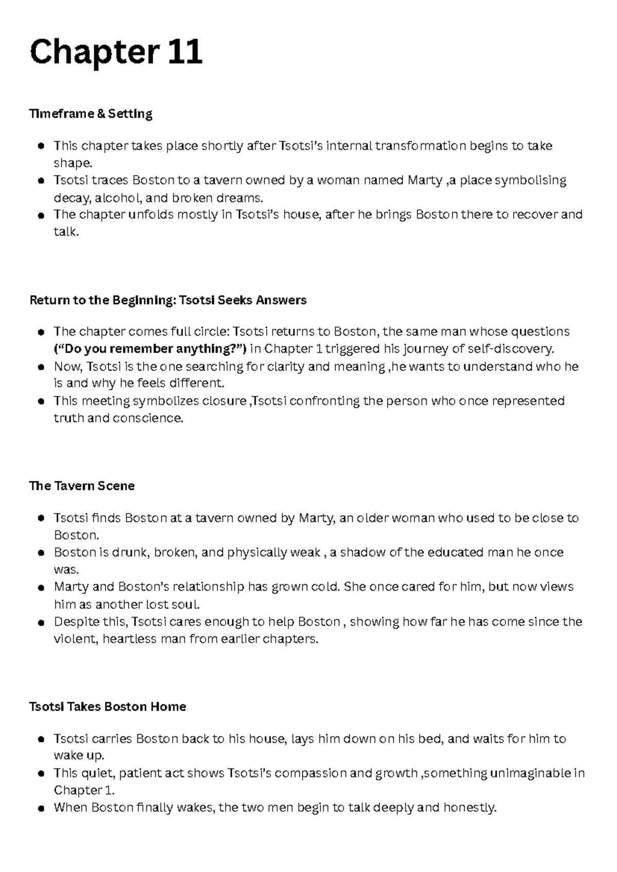 Chapter 11 - Tsotsi Notes: Timeframe Setting and Character Growth - Studocu