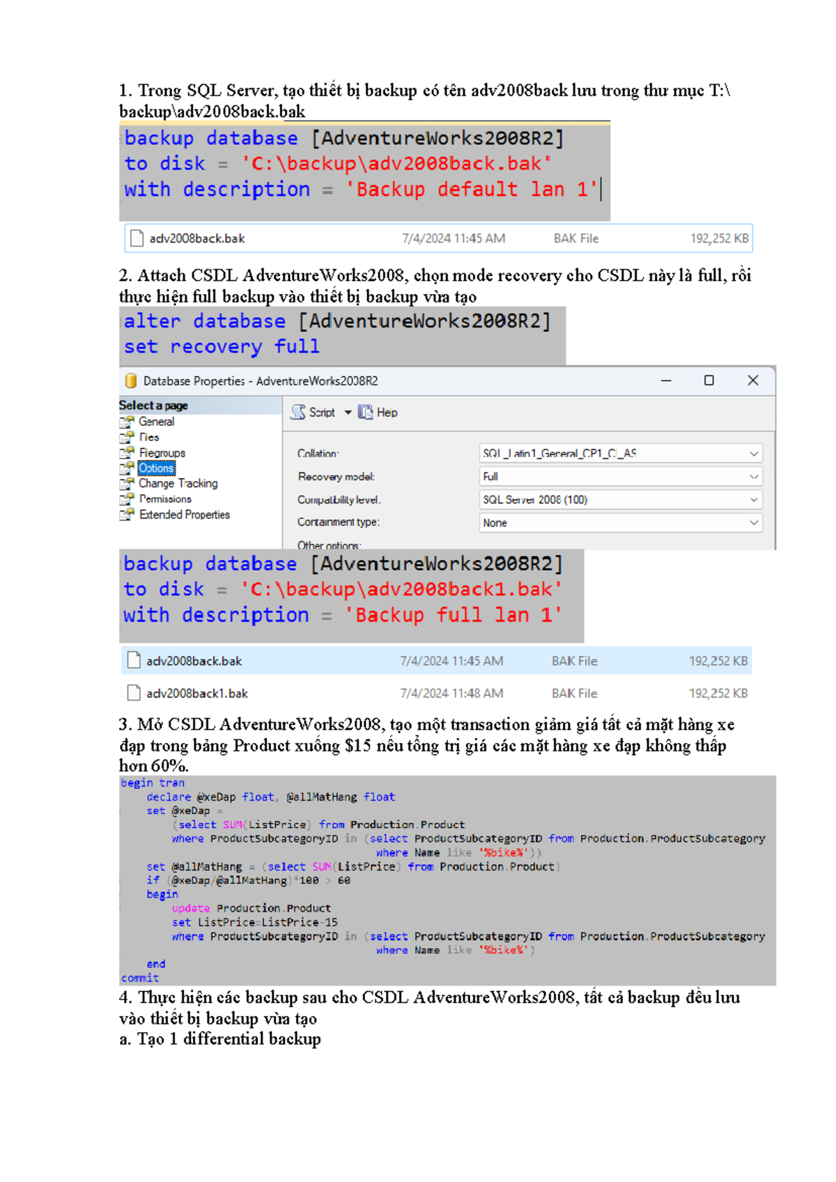 sql_exercise_mf9 - Trong SQL Server, tạo thiết bị backup có tên ...