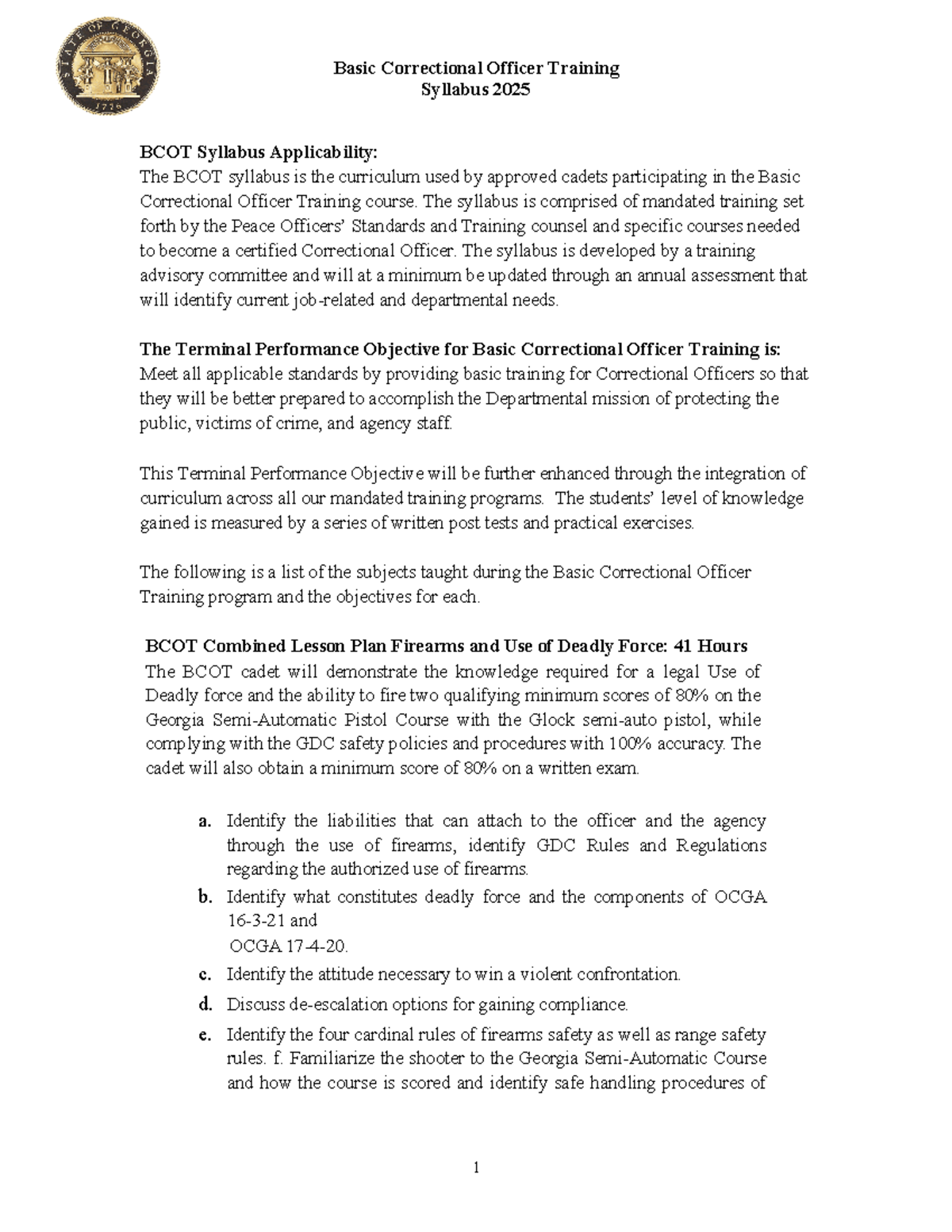 Basic Correctional Officer Training Syllabus 2025: Comprehensive Overview - Studocu