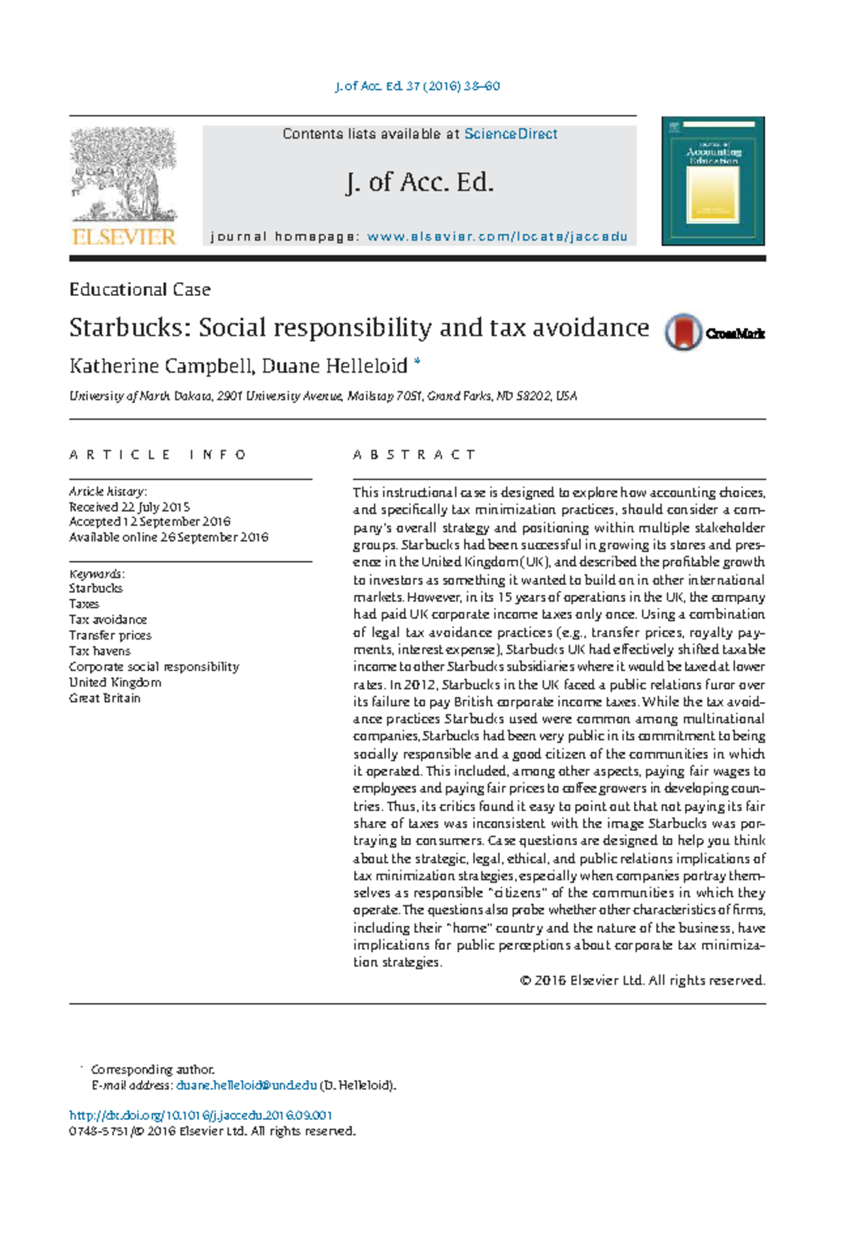 Starbucks Case Study: Tax Minimization Strategies and CSR Implications ...