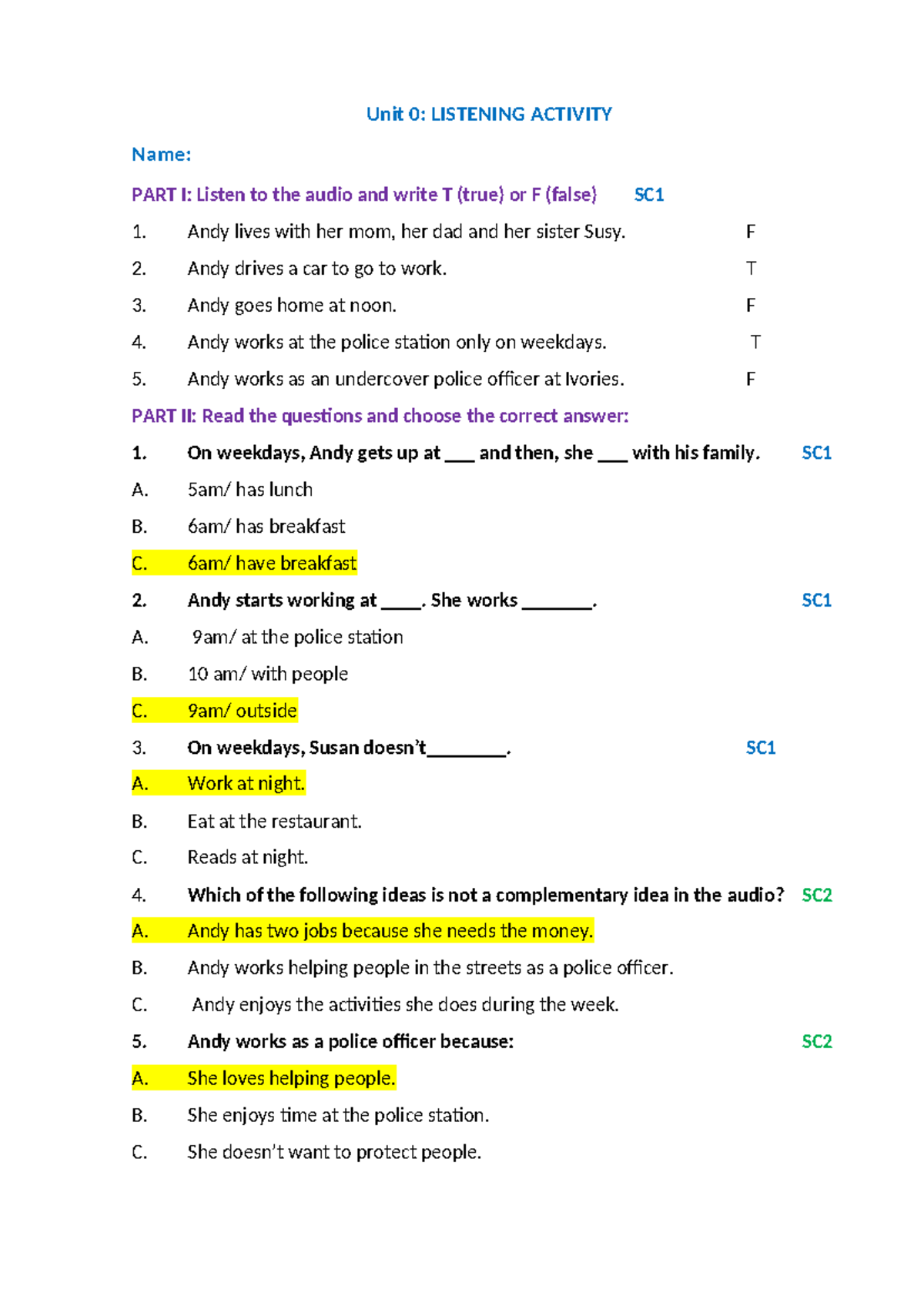 B1 Listening Activity 11: Audio Comprehension & Questions - Studocu