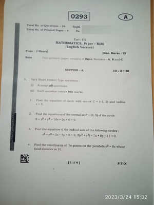 AYJR 2024 (Advanced) - Paper 1 - Provisional Answer Keys - Q Consider 3 ...