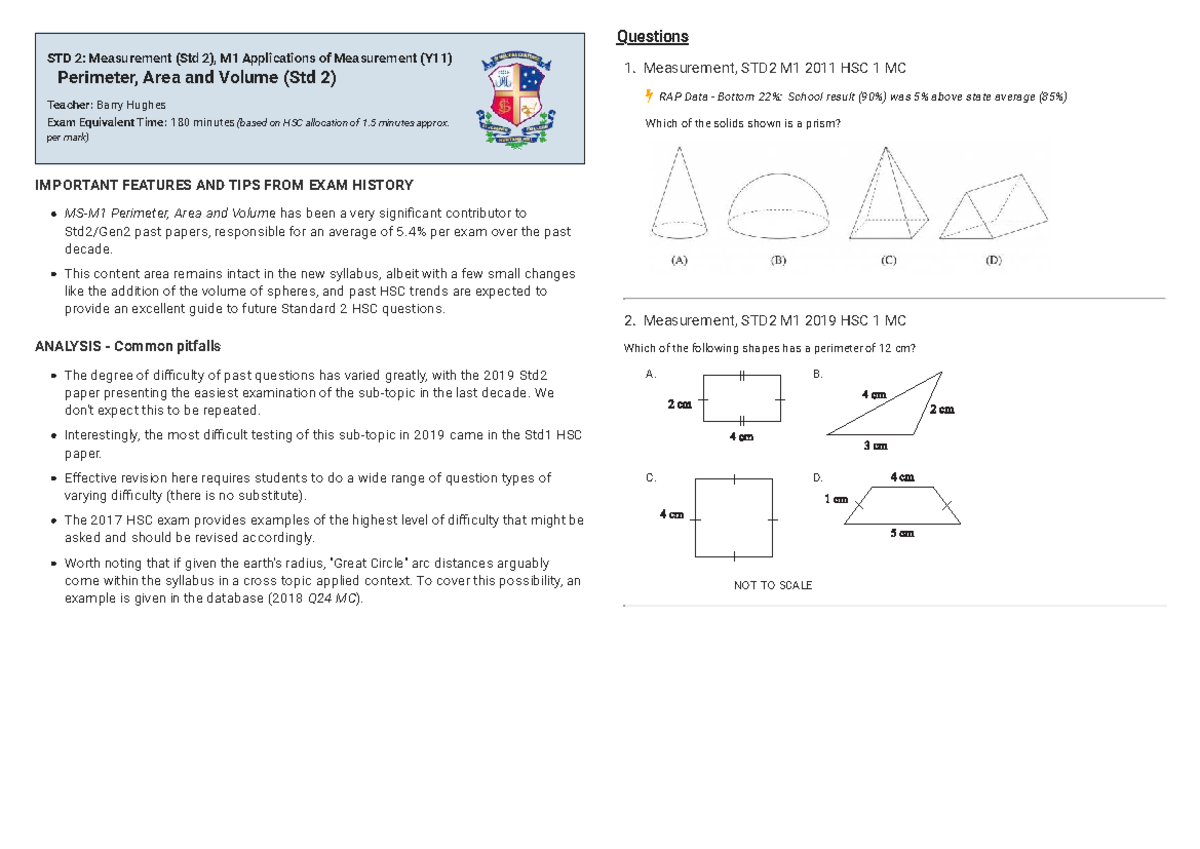11F Smarter STD11 Measurement: Perimeter, Area, Volume & Capacity M1 ...