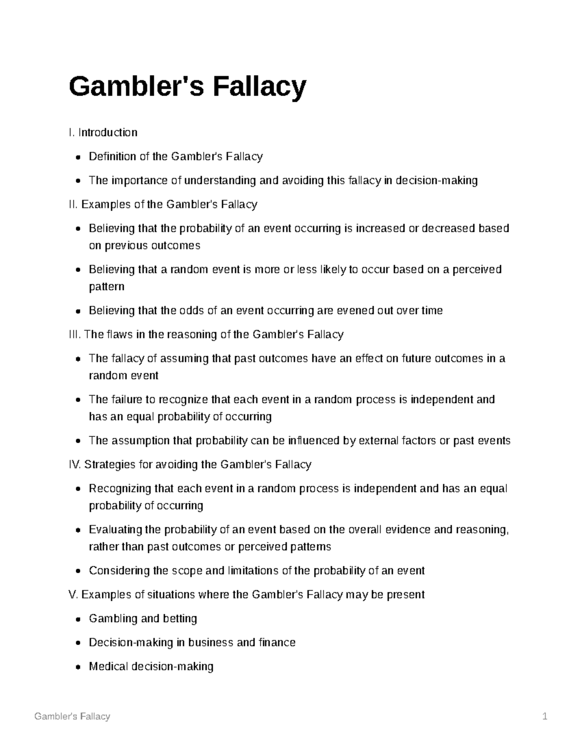 Gamblers Fallacy - Introduction Definition of the Gambler's Fallacy The ...