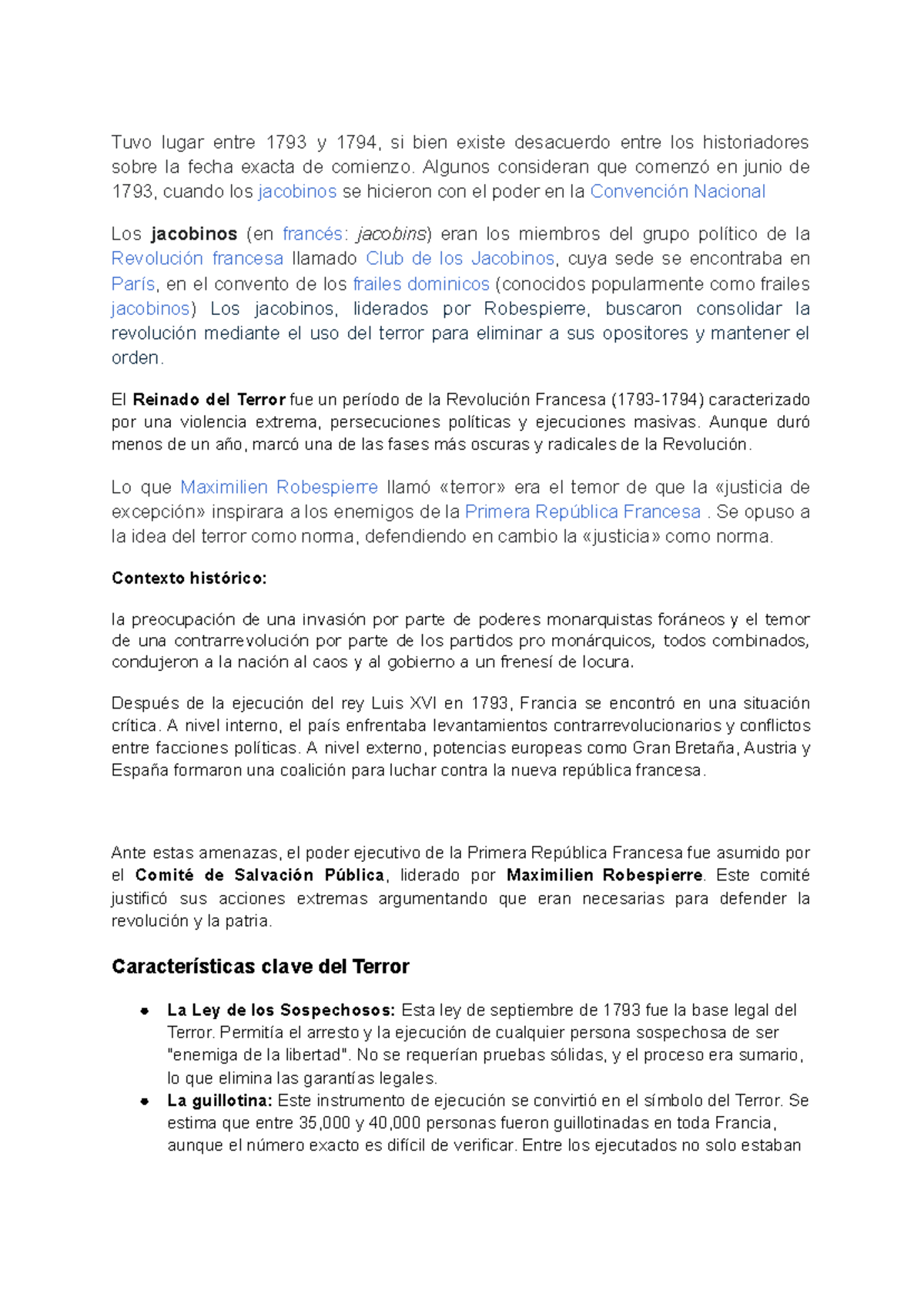 Exposición: El Terror y la Ley de 1793 en la Revolución Francesa - Studocu